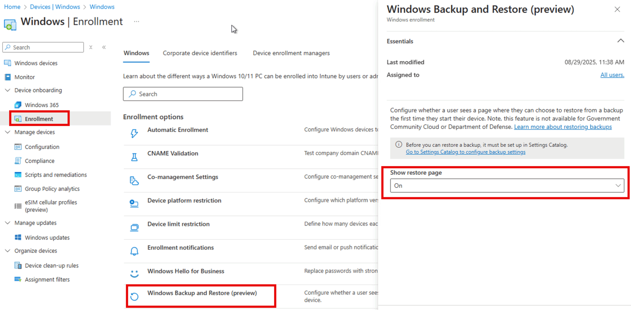 Windows Backup & Restore via Intune & Autopilot